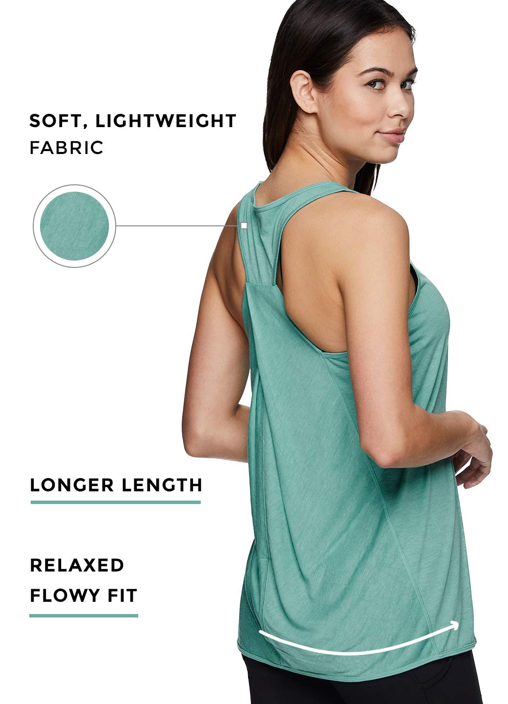 RBX Women's Fashion Yoga Workout Soft Twist Racerback Tank Top Tunic Beach Blue L