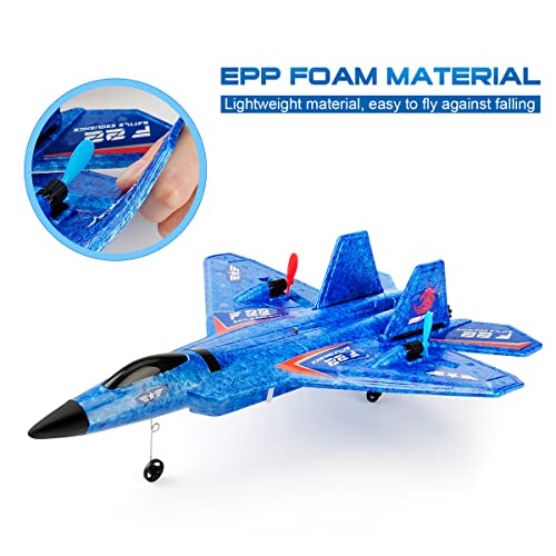 RC Plane, F22 RC Airplane Fighter Ready to Fly, 2.4Ghz 2 Channel Remote Control Plane, RC Airplanes Toy for Boys Girls Kids Beginners