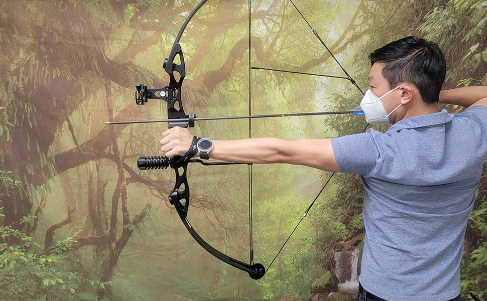 Siege SAS 55 lb 29'' Compound Bow w/ 5-Spot Paper Target, Black w/Package