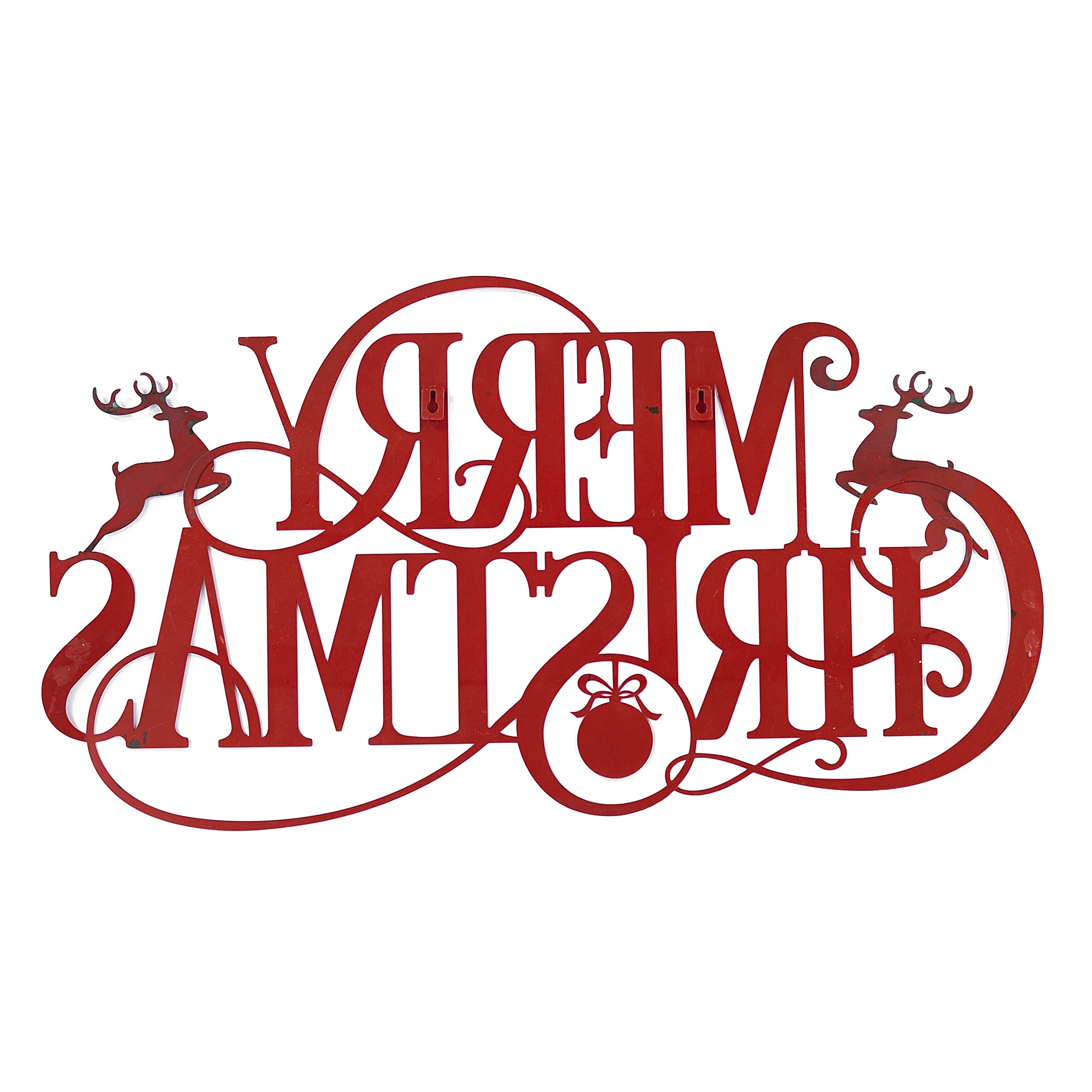 The Lakeside Collection Metal Holiday Wall Hanging Merry Christmas Sign for Indoors and Home