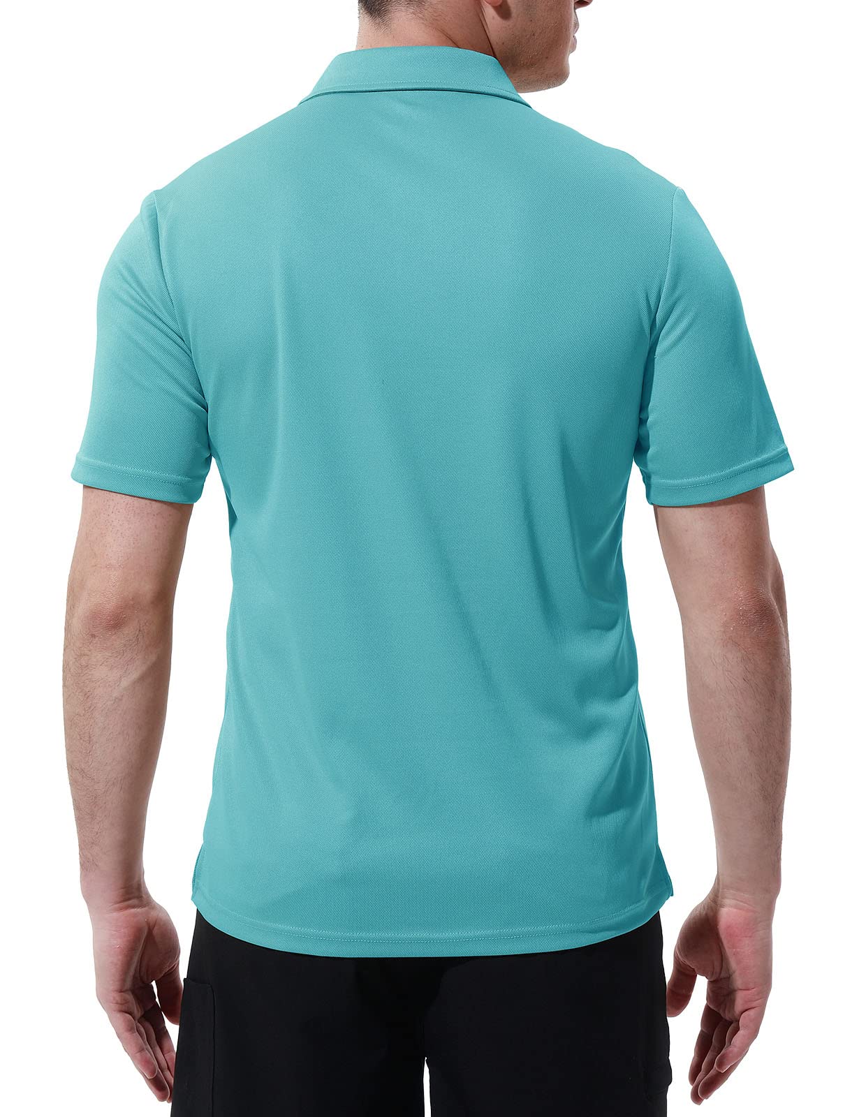 Rdruko Men's Polo Shirts with Pocket Short Sleeve Dry Fit Golf Sports Collared Shirts(Ocean Blue, US XL)