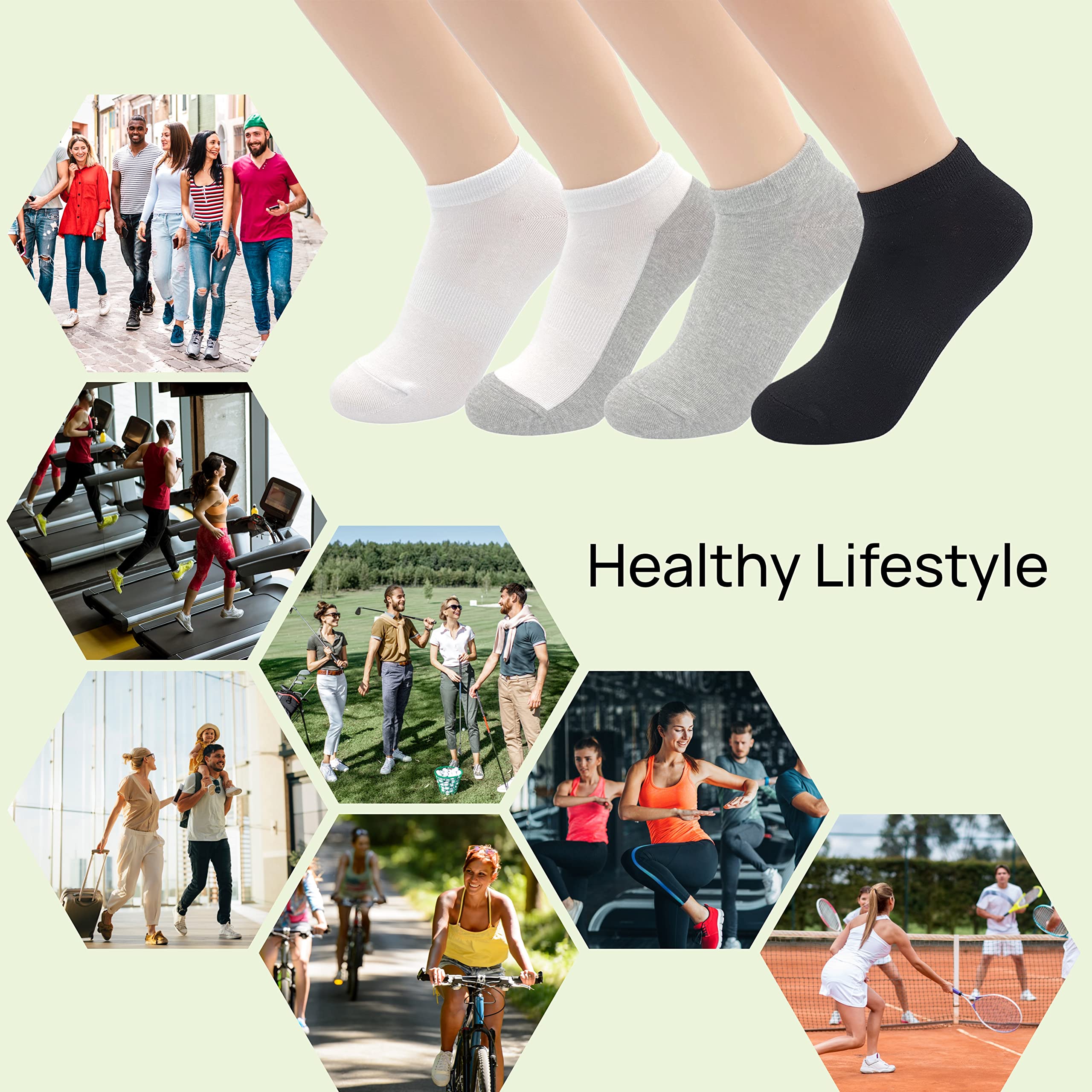 Yoon's PICK No Show Low Cut Cotton Casual Athletic Ankle Socks for Men and Women (6pairs) (as1, alpha, s, m, regular, regular, Black)