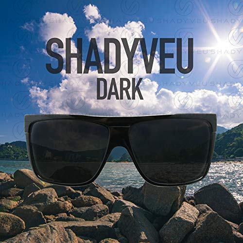 ShadyVEU Super Dark Round Sunglasses UV400 Casual Blacked Out 80's Retro Shades (Glossy Black Flat Top Frame, Dark Black)