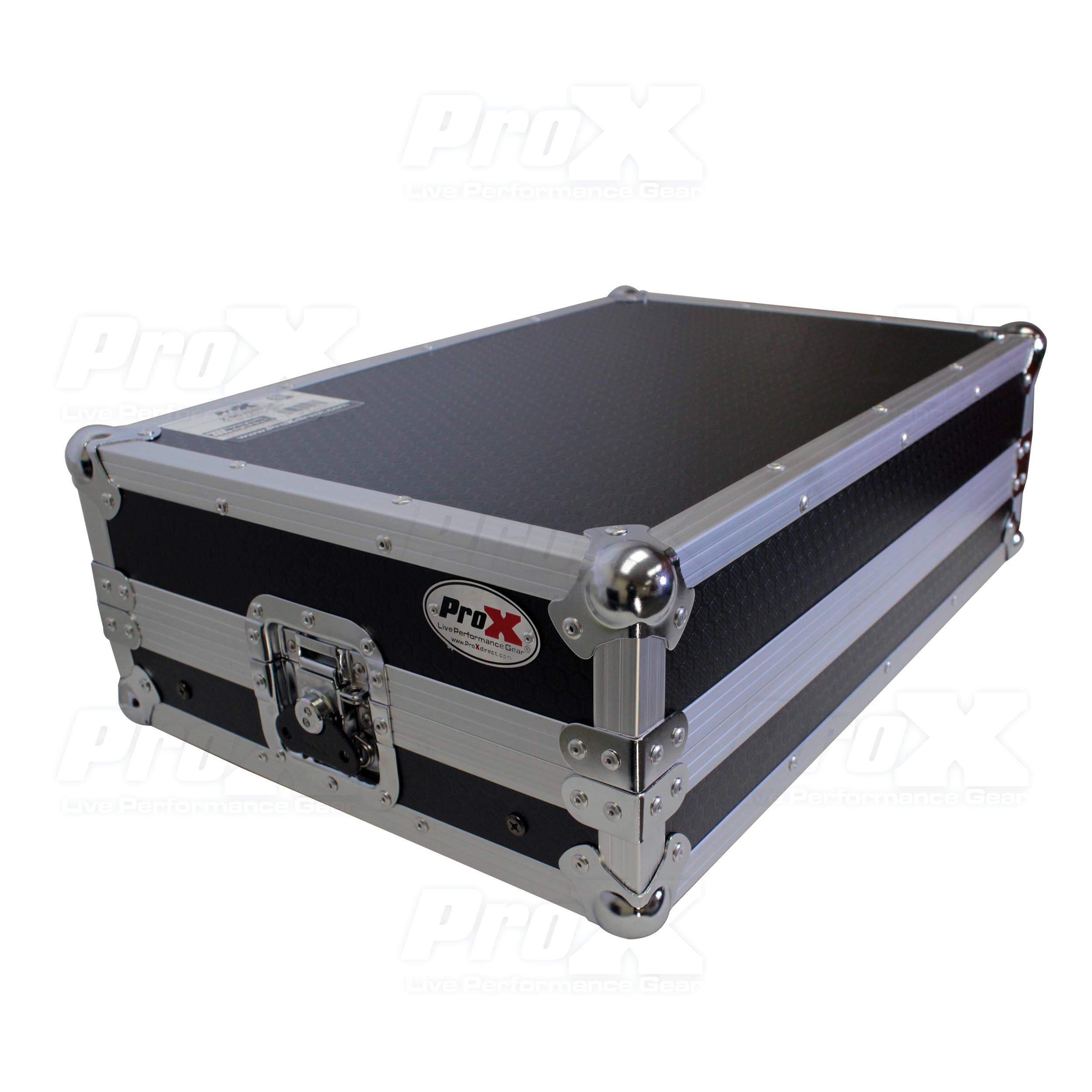 ProX Flight Case for Pioneer DDJ-SB3 & DDJ-400 Digital Controller With Sliding Laptop Shelf - Silver on Black Design - X-DDJSB3 LT