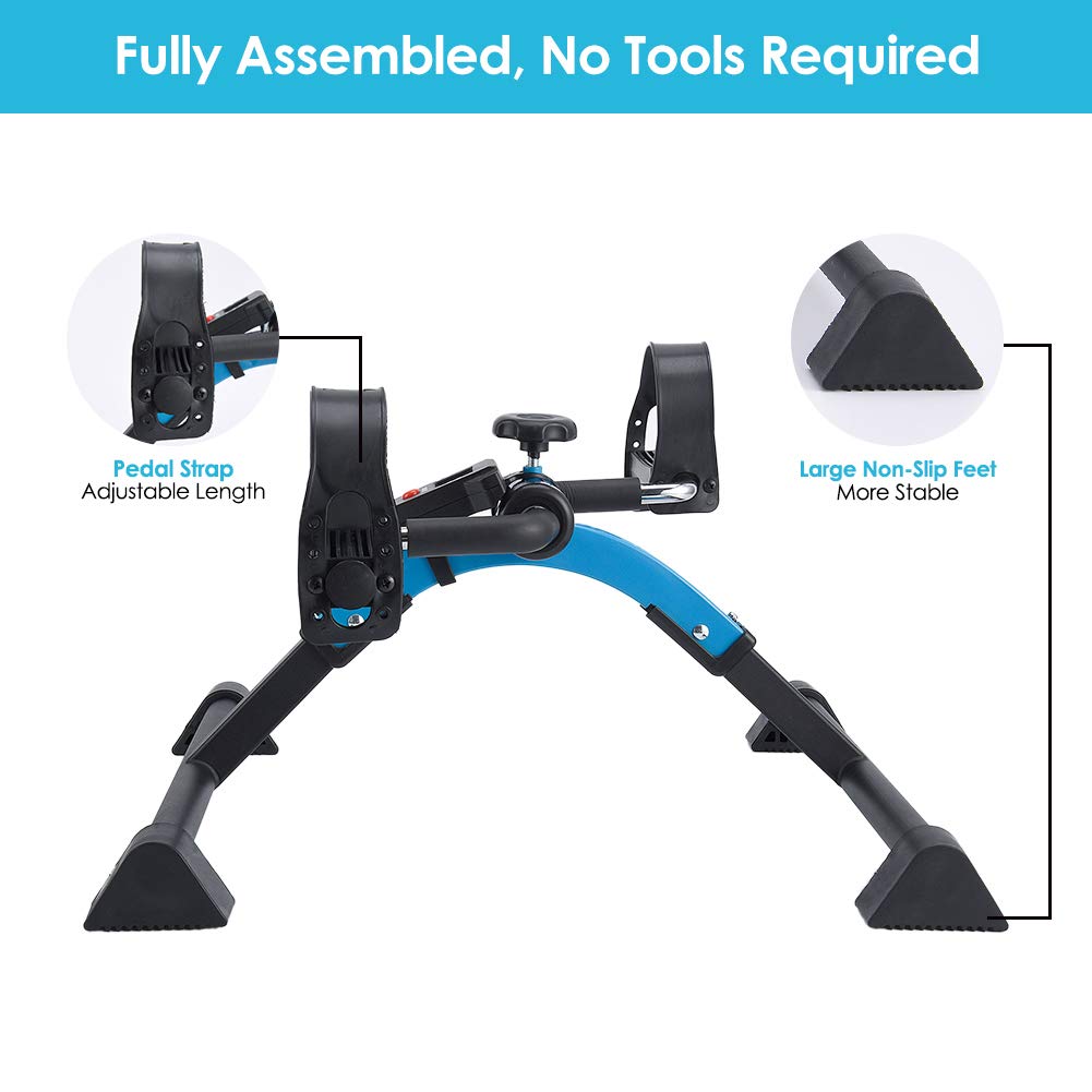 SYNTEAM Foldable Pedal Exerciser Machine with Electronic Display Mini Exercise Bike Compact Pedal Exerciser Under Desk Bike