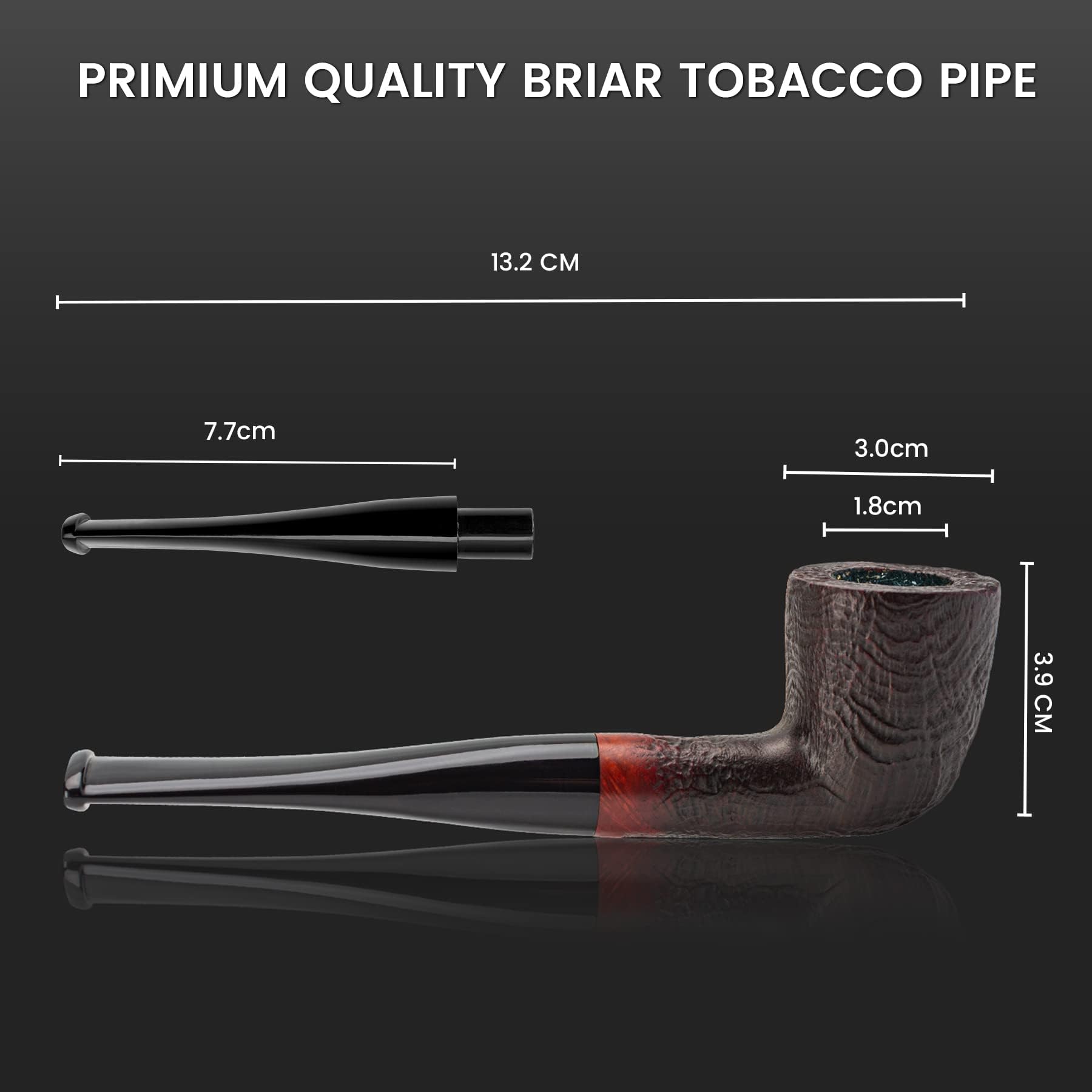 SPIPER smooth Briar Zulu Tobacco Straight pipe, 100% Quality Handmade pipe with smooth Acrylic Stem, Beginner Pipe,Great Gift for Father,friends (black)