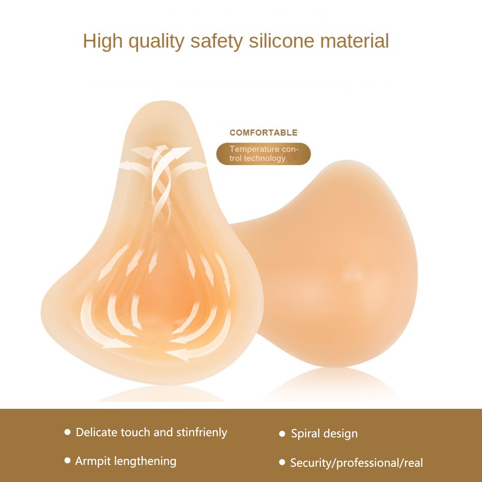 Spiral Fake Breast Silicone Prosthetic Breast Fake Boob False Breast Insert Lightweight Push Up Breast Pad Women's Push Up Thickened Bra Padding Soft Touch left-390g