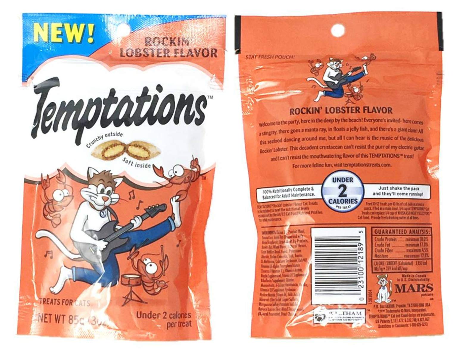 Temptations Cat Treats Variety Pack Bundle of 4 Flavor Pouches (Rockin? Lobster, Shrimpy Shrimp, Tempting Tuna, Tantalizing Turkey; 3 oz Each)
