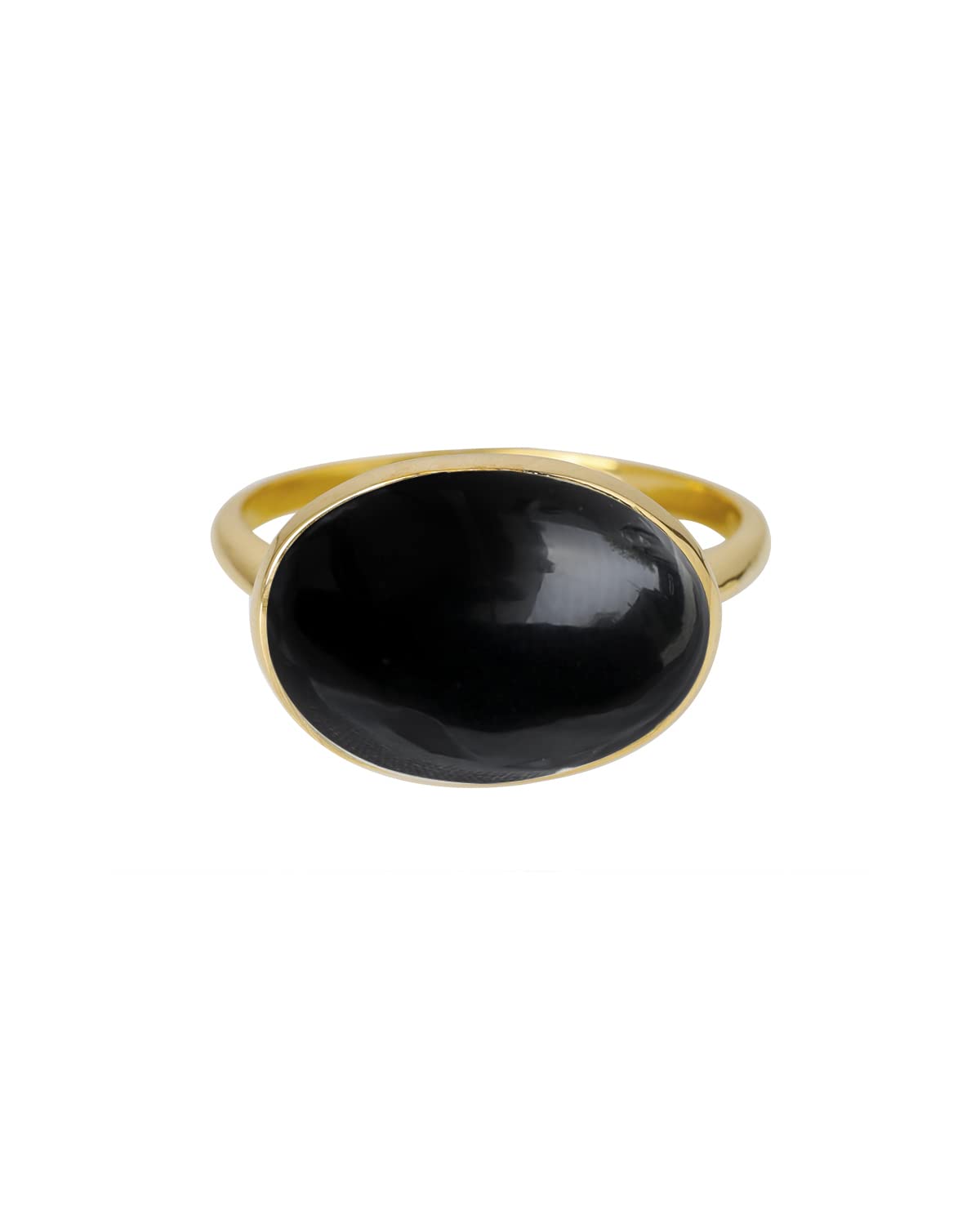 YoTreasure Black Onyx Ring 14k Gold Over 925 Silver Oval Shape Gemstone Jewelry