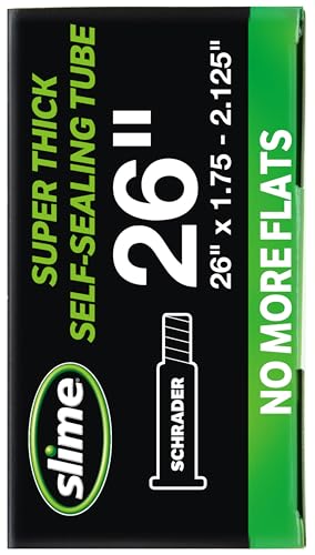 Slime 30081 Bike Inner Tube with Slime Puncture Sealant, Super Thick, Extra Strong, Self Sealing, Prevent and Repair, Schrader Valve, 26" x 1.75-2.125"