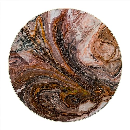 Round Chair Mat for Hard Floors Marble Floor Protector Mats Abstract Luxury Art Desk Chair Mats for Home Office Floor Carpets 4 FT