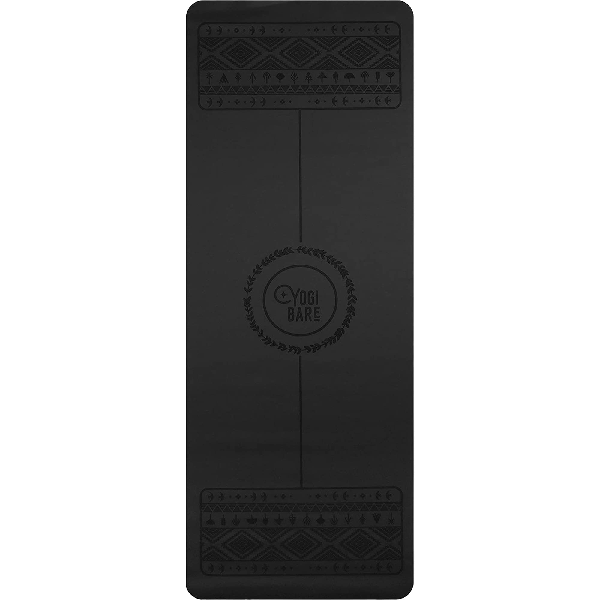 Yogi Bare Paws Light TRAVEL Yoga Mat 1/10" (2mm) - Extreme Non Slip Grip Mat - ECO Friendly Natural Rubber Surface with Body Alignment - Yoga Exercise Equipment & Meditation Accessories - Black