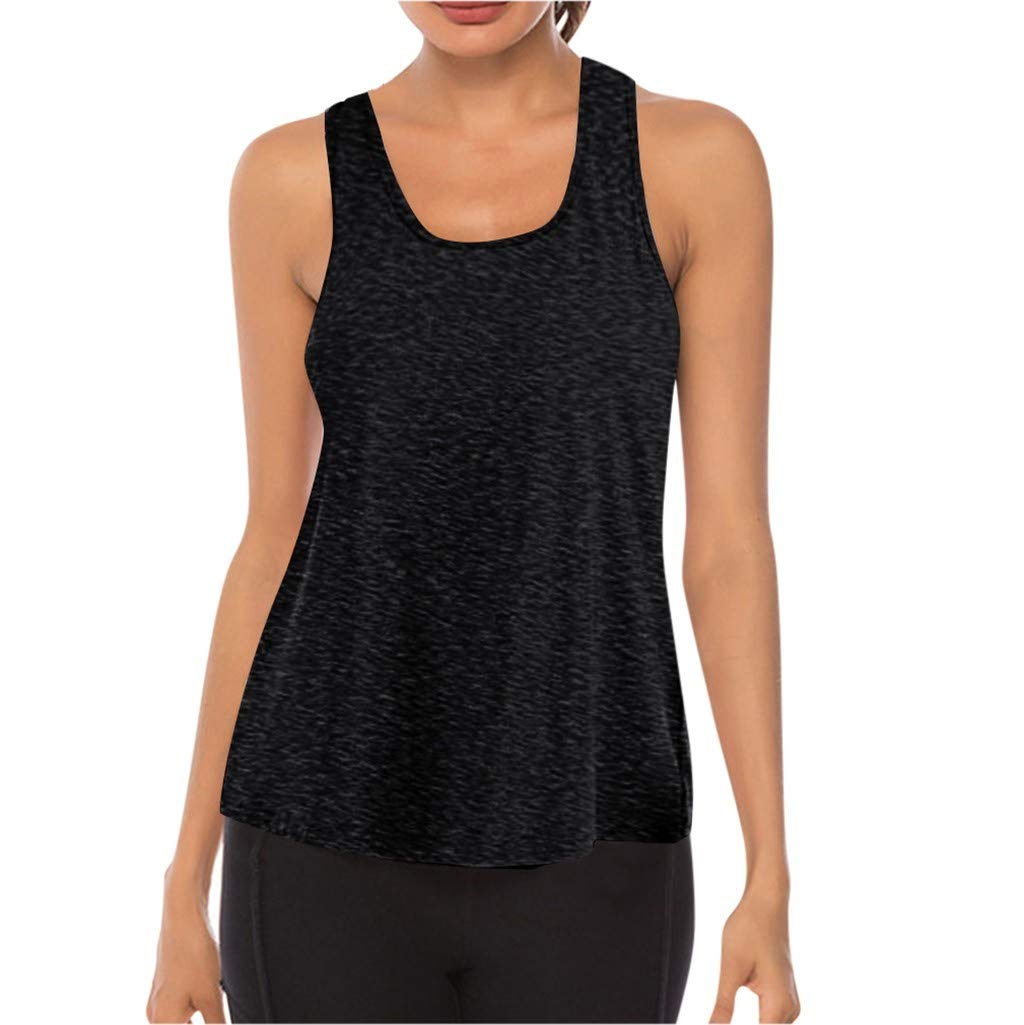 SSDXY Workout Tops for Women Loose fit Racerback Tank Tops for Women Mesh Backless Muscle Tank Running Tank Tops