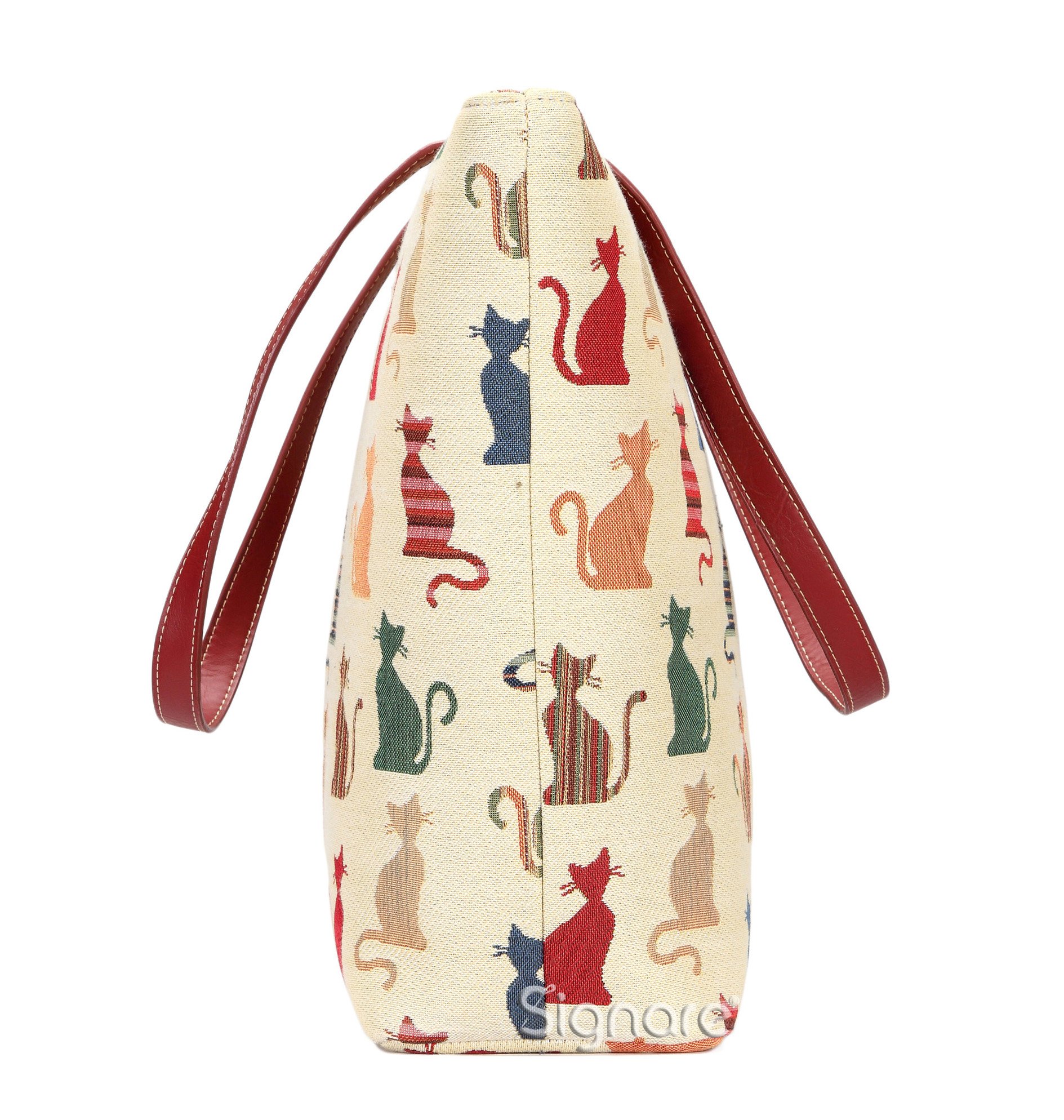 Signare Tapestry Shoulder Bag Tote Bag for Women with Cheeky Cat Design (SHOU-CHEKY)