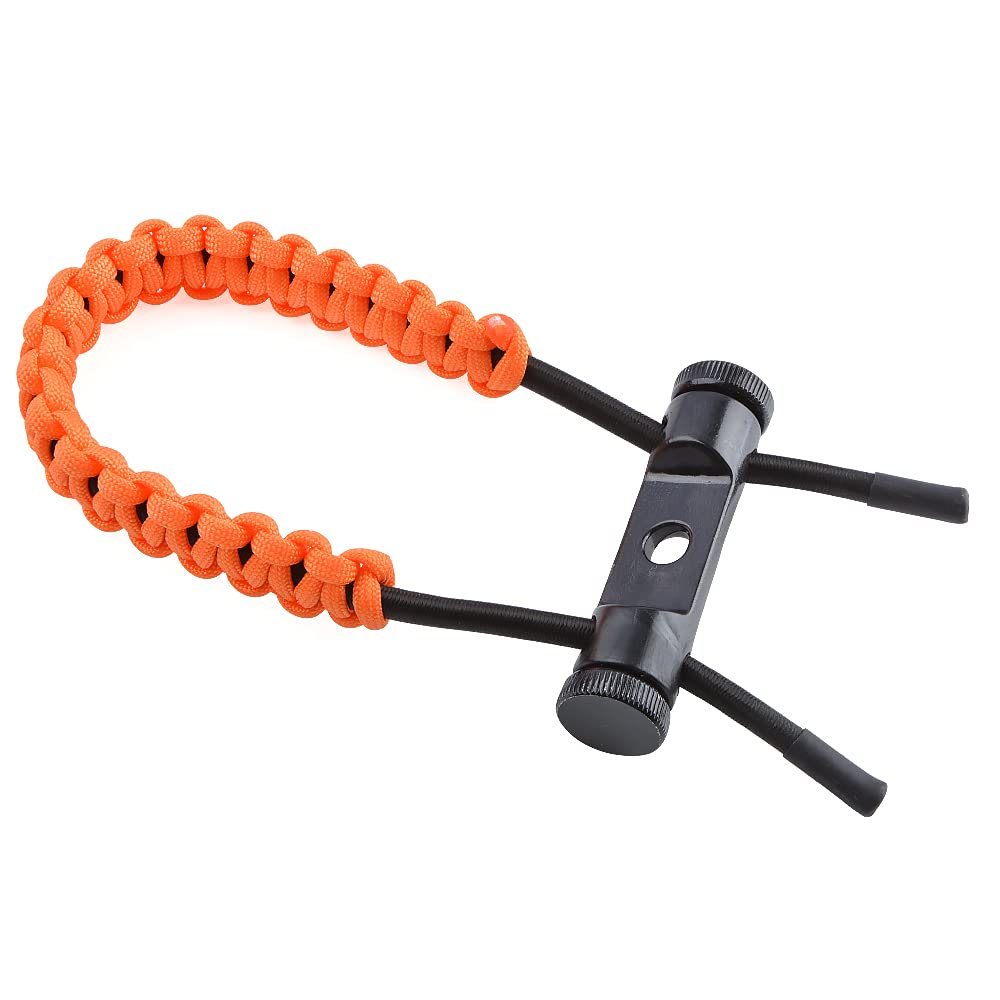 SHARROW Archery Bow Wrist Sling Hunting Wrist Sling Compound Bow Wrist Rope Target Hunting Accessory Band Strap Adjustable Braided Strap Rope (Orange)