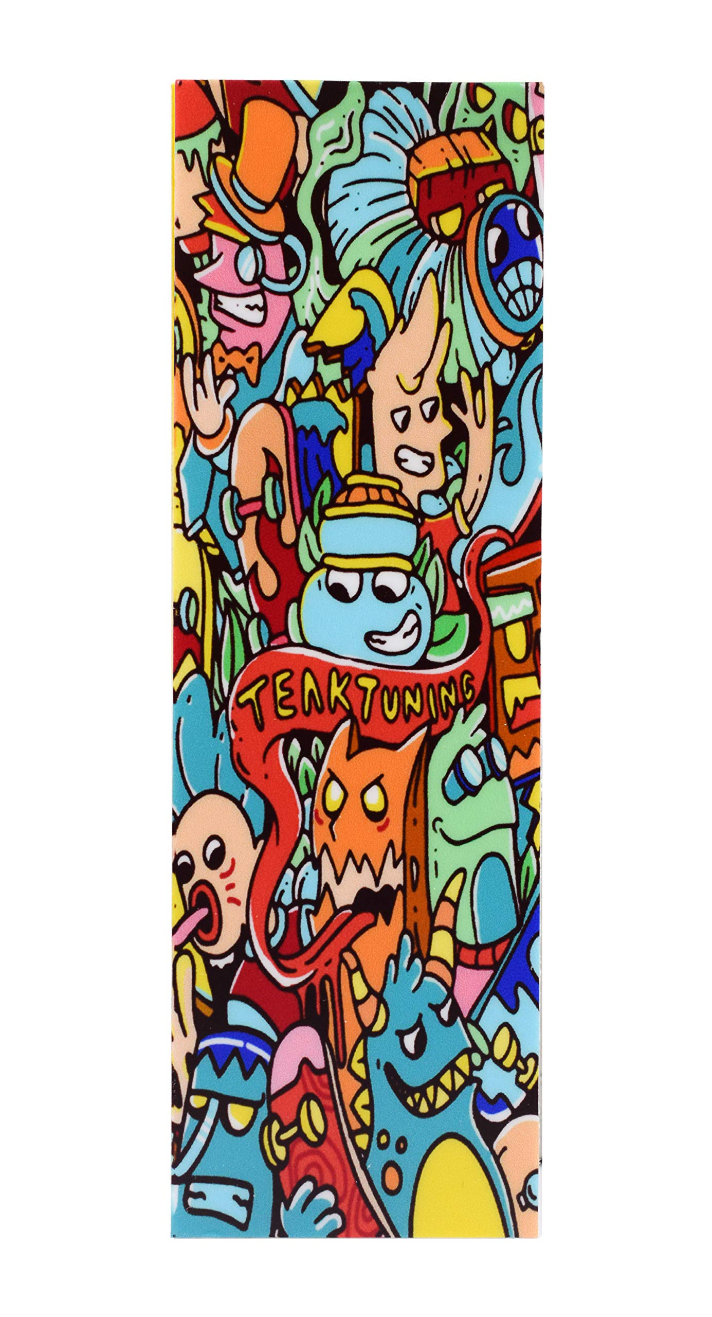 Teak Tuning Fingerboard Deck Graphic, Bubble Bushings & Monsters" - Adhesive Graphics to Customize Your 35mm - 110mm Long, 35mm Wide - Waterproof Vinyl - Includes Mini File