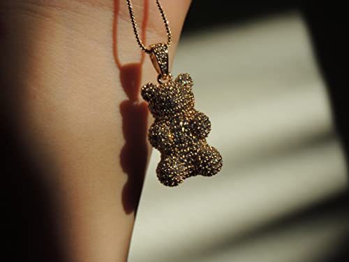 yoyos Women's 24K gold plated crystal teddy bear pendant/charm necklace