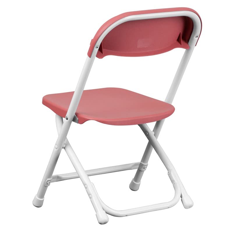 TentandTable Kids Size Poly Plastic Chairs with Metal Frame - Heavy Duty 220 lbs. Capacity - Lightweight & Stackable Folding Chair for Classroom Desk & Tables, Event, Banquet, Wedding (4 Pack, Red)