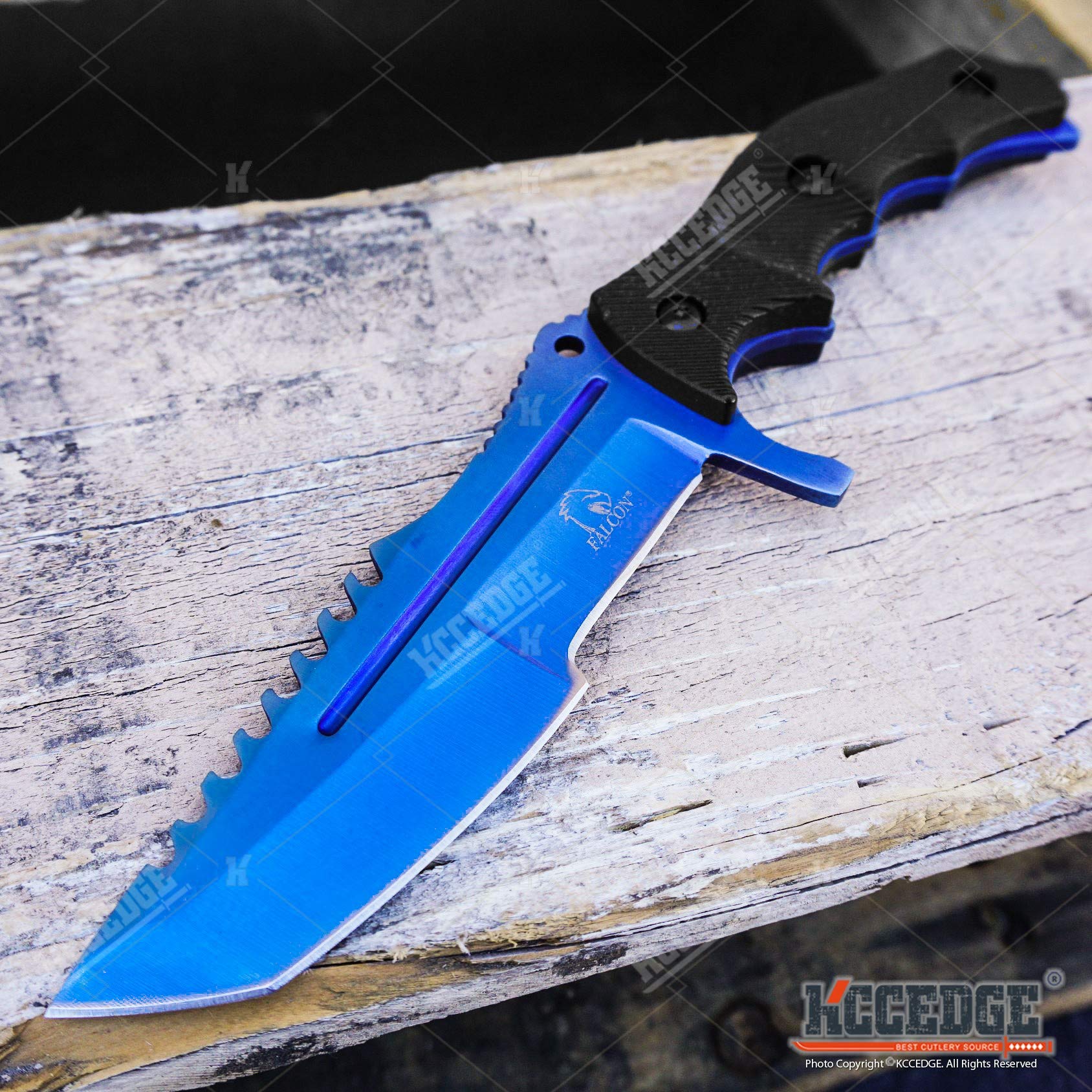 Tactical Knife Survival Knife Hunting Knife Fixed Blade Knife Combo Razor Sharp Edge Camping Accessories Camping Gear Survival Kit Survival Gear Tactical Gear 52319 (Blue)