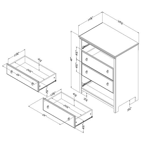 South Shore Cotton Candy 4-Drawer Chest-Pure White and Rustic Oak