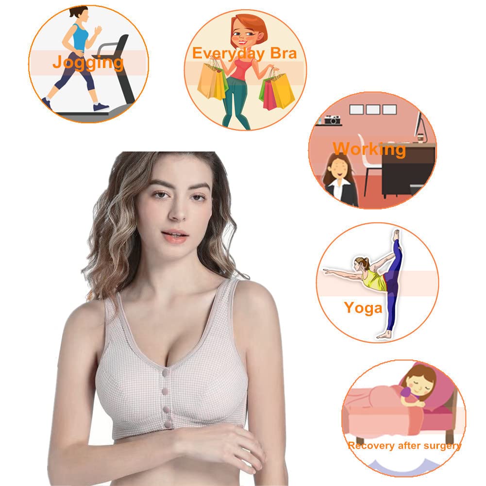 Sibrawom Mastectomy Bra with Pockets for Women Silicone Breast Prosthesis Everyday Bra Women