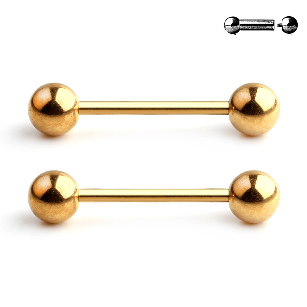 Ruifan 316L Stainless Steel Internally Threaded Tongue Nipple Shield Barbell Ring Bar Body Piercing Retainer 16G 14mm 12PCS - Mix Color