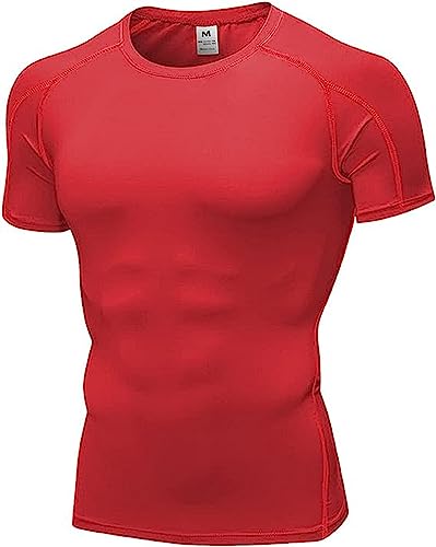 Superhero Far from Home Short Sleeve Men's Compression Shirt 3D Print T-Shirt (Large, Red)