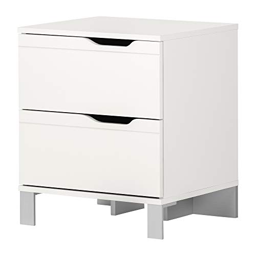 South Shore Kanagane 2-Drawer Nightstand-Pure White