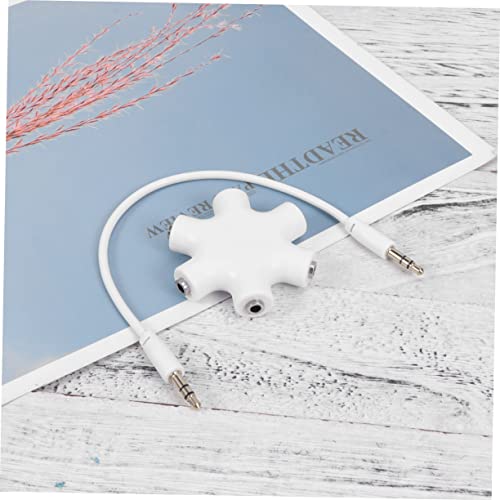 SECFOU 5 Headphones Adapter Headphones Splitter Headset Splitter Headphone Splitter Headphone Jack Splitter Earphone Splitter Headphone Adapter Connector Dispenser Pearlescent Blush White