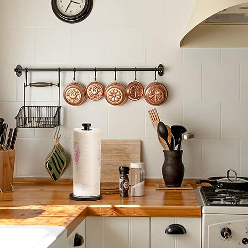 Waissdea Paper Towel Holder Countertop, Kitchen Paper Towel Roll Holder with Weighted Base, Free Standing Paper Towel Holder Stand for Standard or Jumbo-Sized Rolls,WPTH003BK,Black