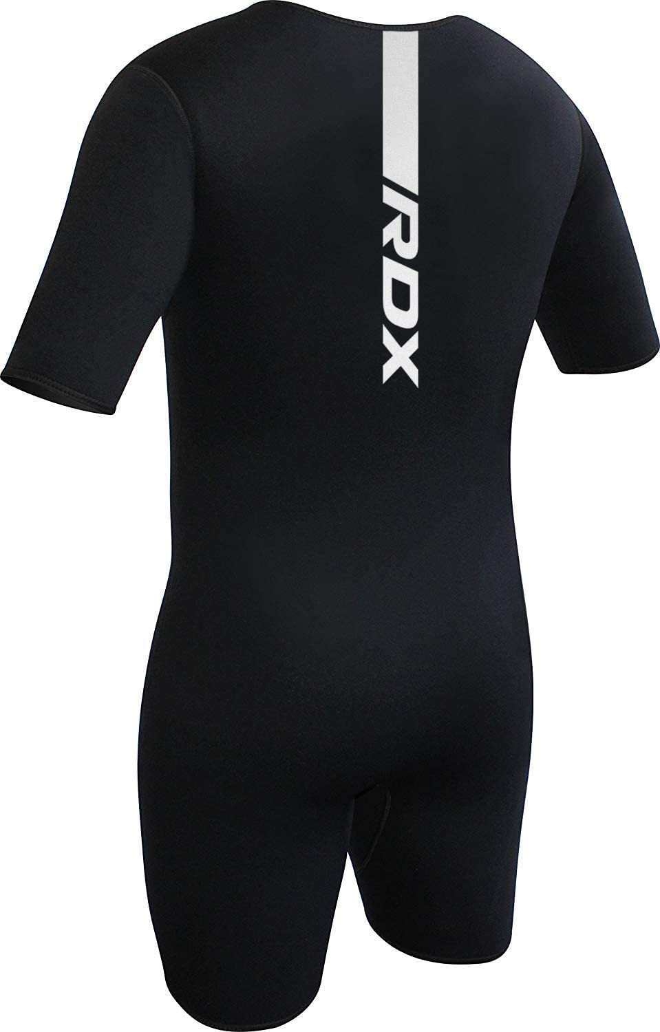 RDX MMA Neoprene Sweat Sauna Suit Shirt Rash Weight Loss Slimmimg Fitness Gym Exercise Training,Black,Large