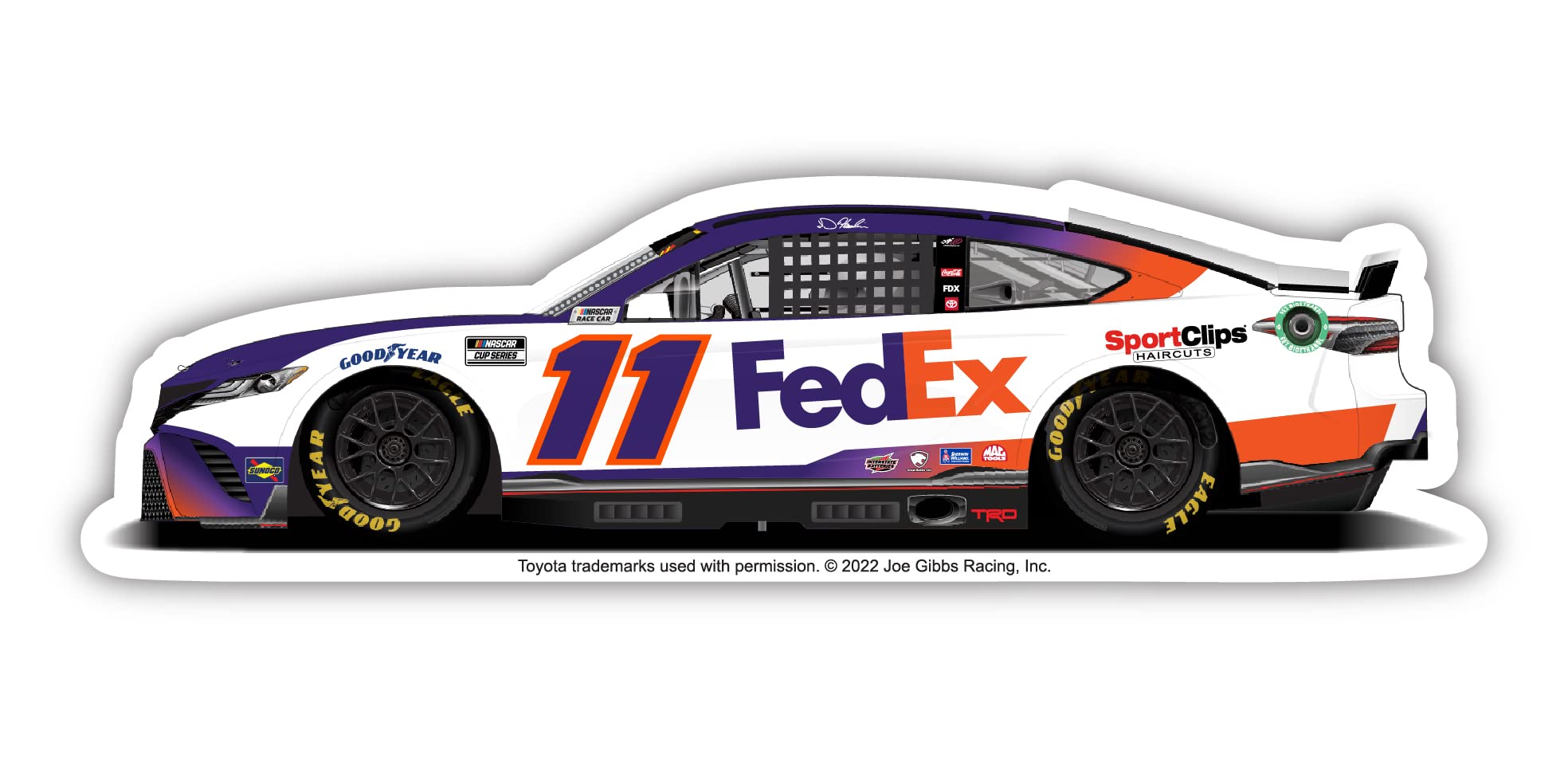 R and R Imports Nascar #11 Denny Hamlin 4-Inch Vinyl Decal Stiker Car design