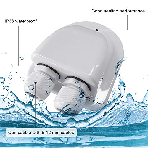 Solar Double Cable Entry Gland,for All Cable Types from 6mm to 12mm Waterproof Double Cable Entry Housing Suitable for RV Boats and Vehicles White