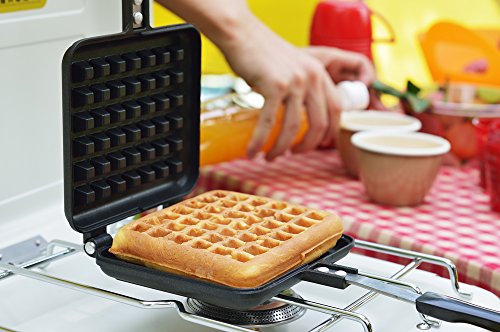 Yoshikawa SJ2275 Waffle Maker, Single, Fluorine Treatment, For Gas Stoves, Black, 13.6 x 5.6 x 1.3 inches (34.5 x 14.3 x 3.2 cm)