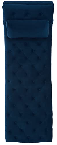 Safavieh Home Collection Monroe Navy Velvet and Chrome Chaise with Headrest Pillow