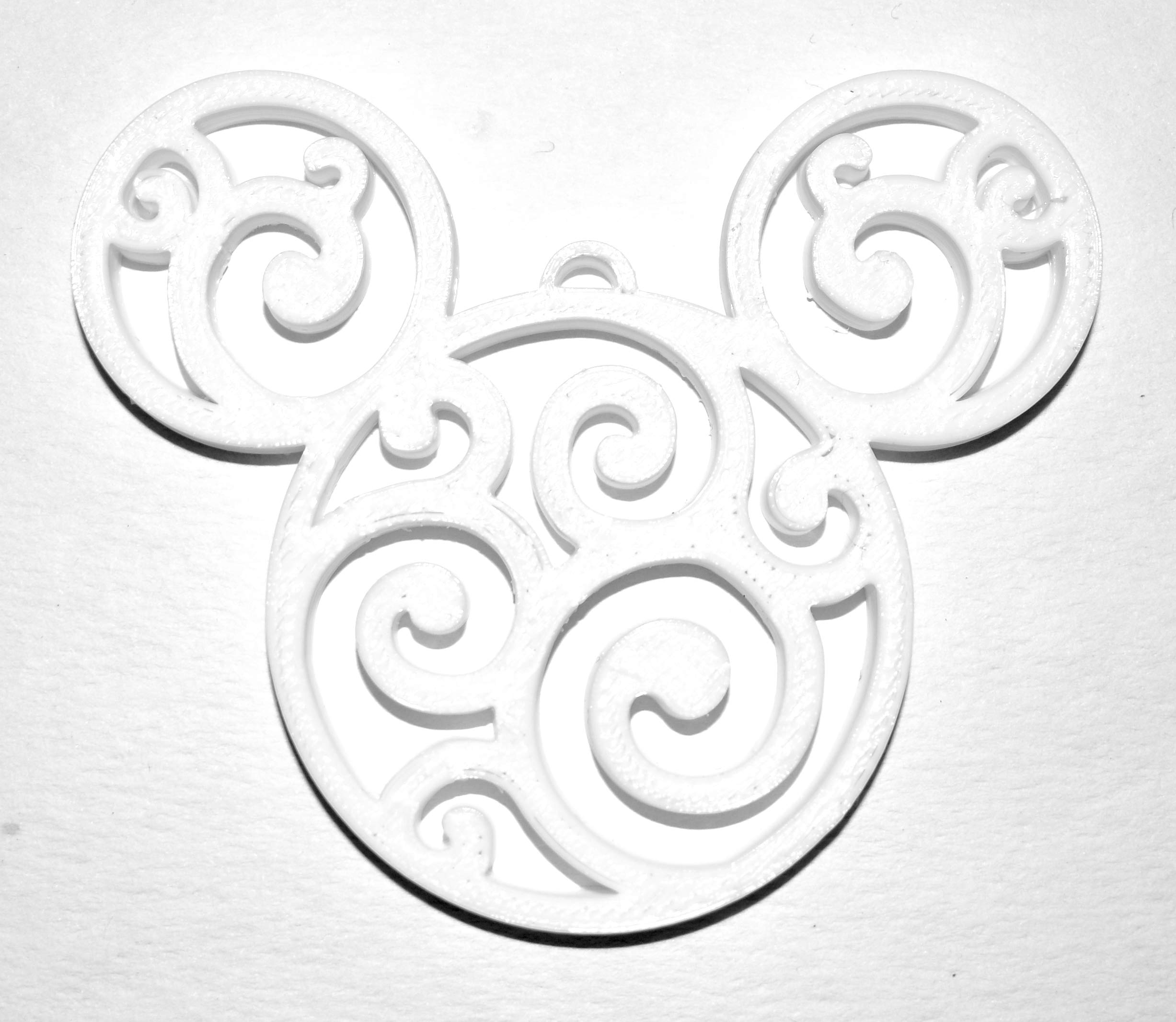 Themed Magical Mouse Head Ears Swirl Design Cartoon Character Hanging Ornament Holiday Christmas Decor 3D Printed Made in USA PR2235 (White)