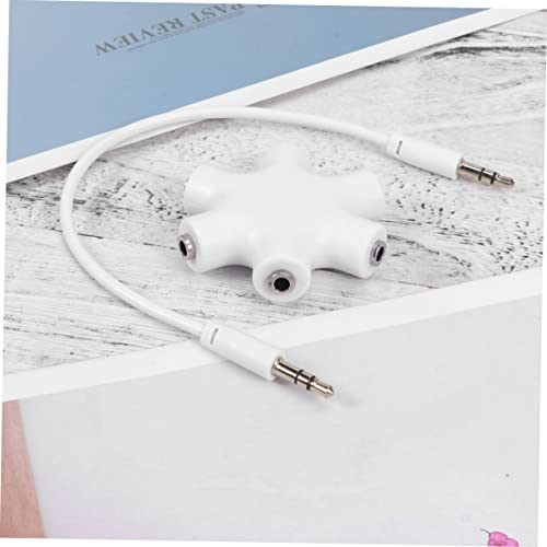 SECFOU 5 Headphones Adapter Headphones Splitter Headset Splitter Headphone Splitter Headphone Jack Splitter Earphone Splitter Headphone Adapter Connector Dispenser Pearlescent Blush White