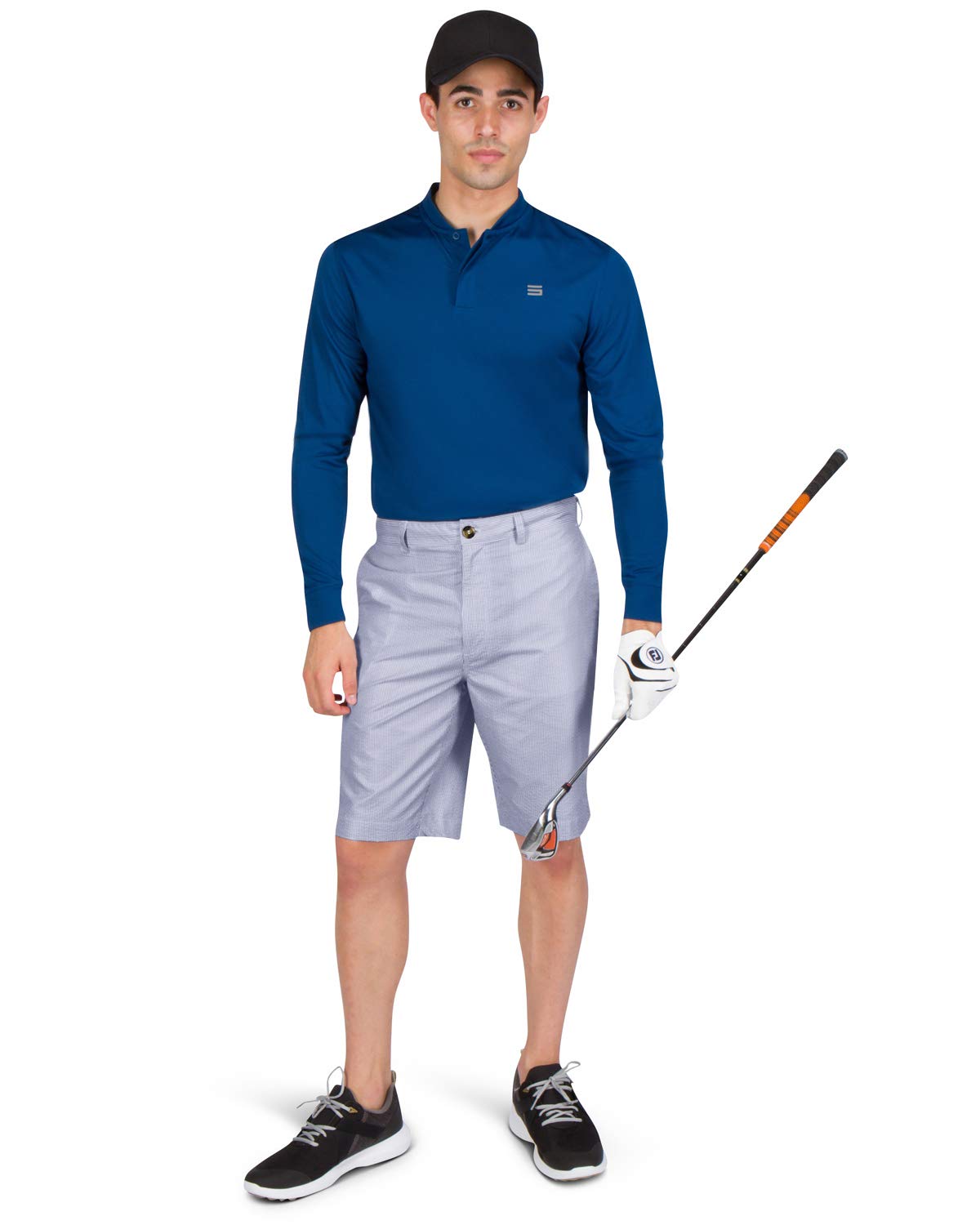 Three Sixty Six Seersucker Golf Short for Men - Quick Dry Casual Walk Shorts - 10 Inch Inseam Grey