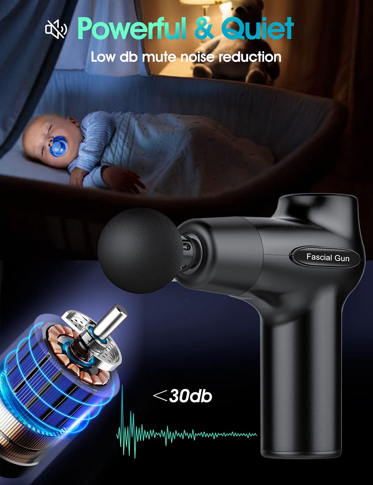 XTZ Massage Gun, Mini Massager Percussion Massager deep Muscle Massager for Pain Relief with 4 Professional Heads and 4 Adjustable Speed Handheld Electric Body Massager for Back