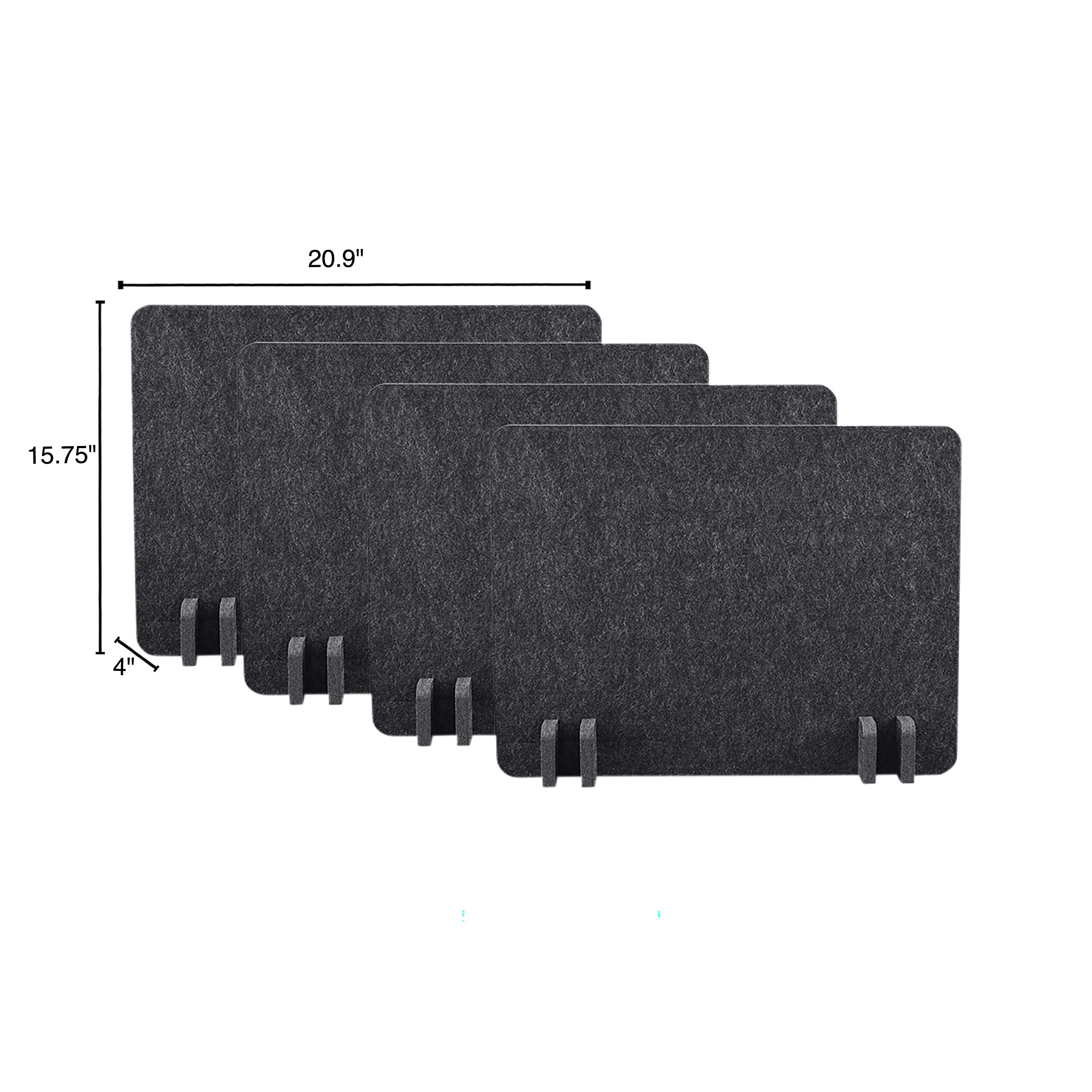Stand Up Desk Store ReFocus Raw Noise and Distraction Reducing Freestanding Acoustic Desk Divider Mounted Privacy Panel (Anthracite Gray, 20.9" x 16", 4-Pack)