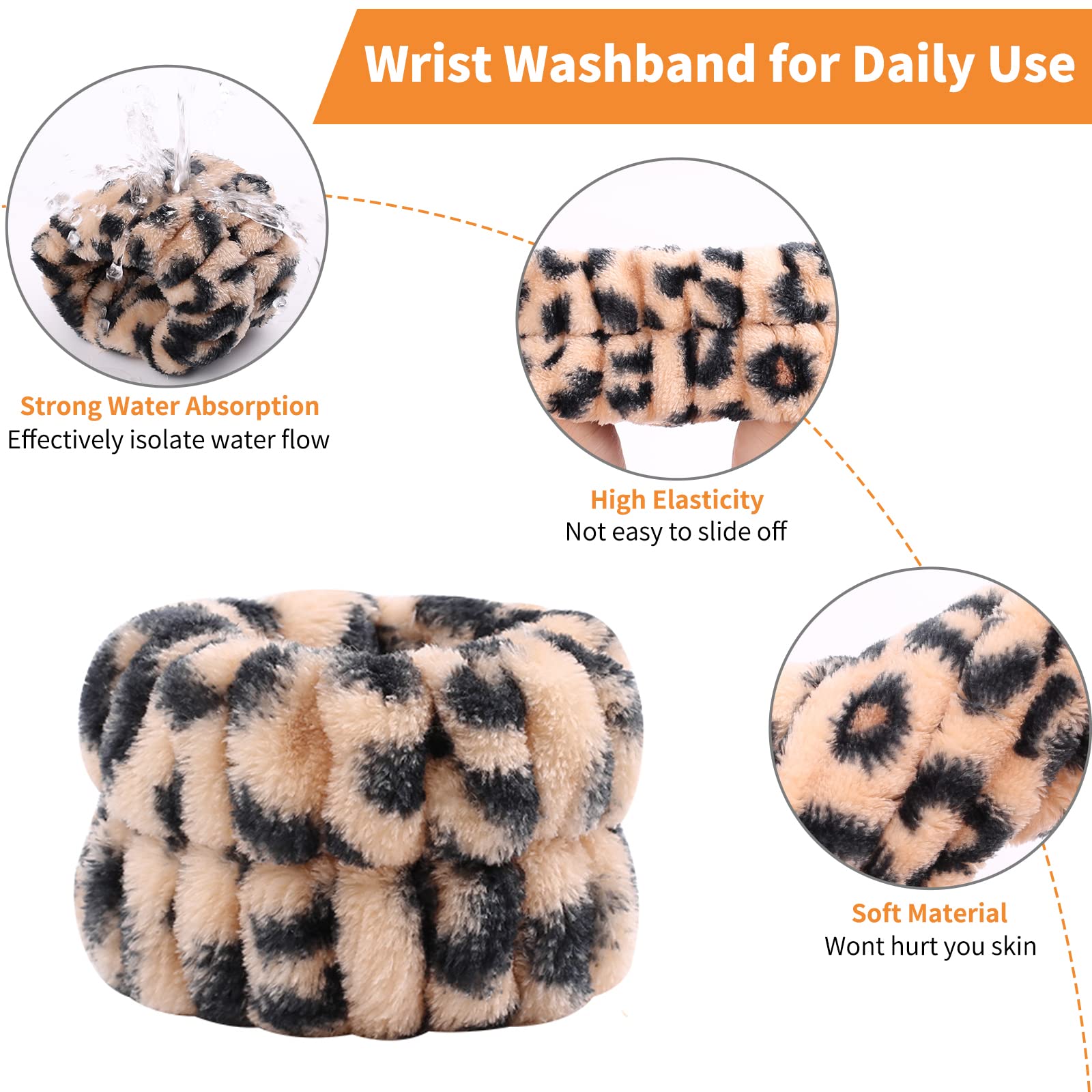 Yukago Headband and Wristband Set for Washing Face Keep Water from Running Down Your Arms 5 Pack