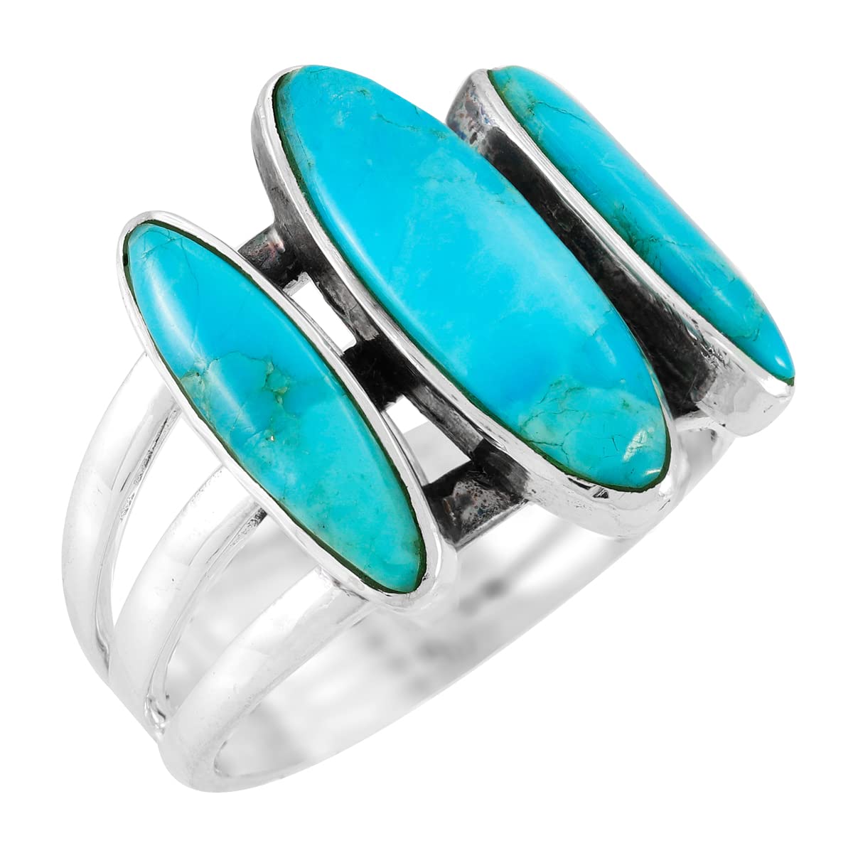 Turquoise Ring Sterling Silver 925 Genuine Gemstones Size 6 to 11 (Turquoise) (8)