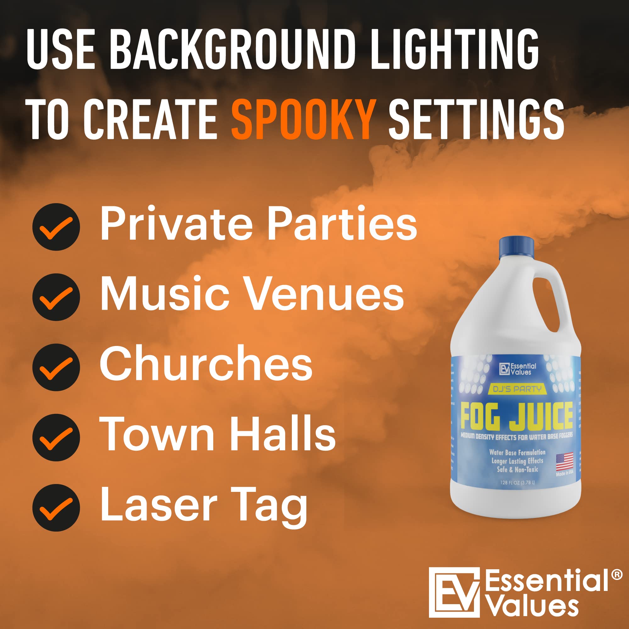 Smoke Machine Fog, Fluid for Fogging Machines β Fog Juice That Produces Long-Lasting Medium Density Smoke for Water-Based Foggers, For 400-1500 Watt Machines