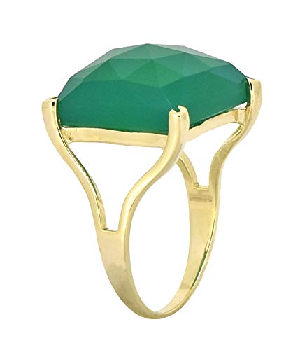 YoTreasure 18kt Gold Over Silver Green Onyx Vintage Solitaire Bold Ring
