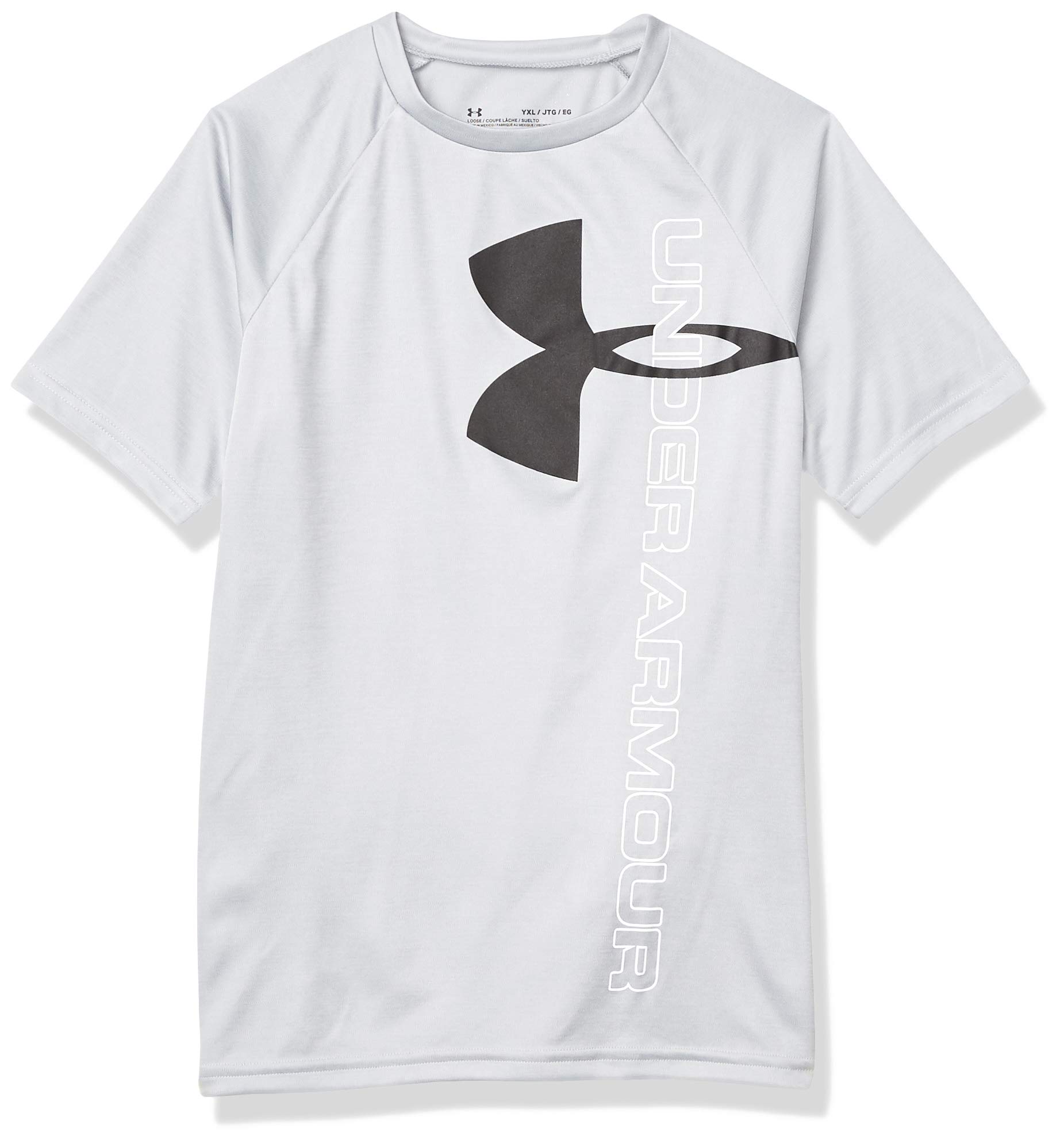 Under Armour Boys' Tech Split Logo Hybrid T-Shirt, Mod Gray (011)/Black, Youth Small