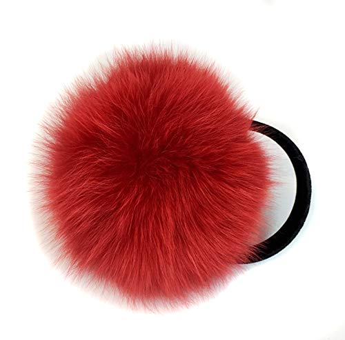 surell Fox Fur Earmuff with Velvet Band - Winter Ear Muffs - Cold Weather Head Warmer (Red)