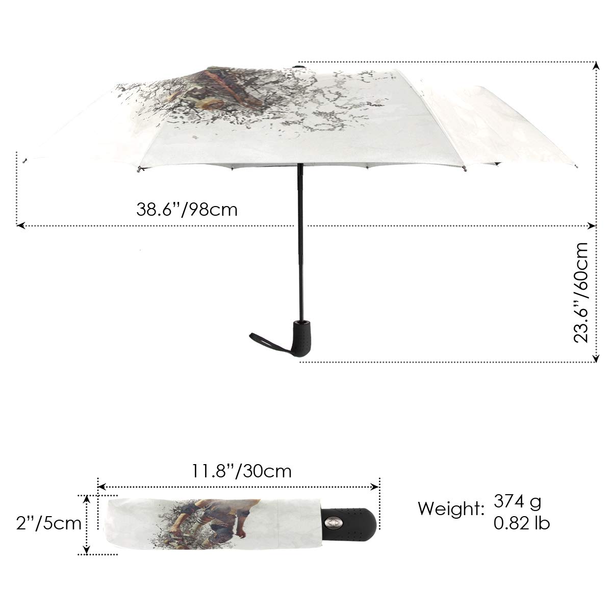 SUSINO Skateboarding Compact Travel Umbrella Windproof Automatic Open Close Pattern Graphic Folding Umbrellas for Women Men