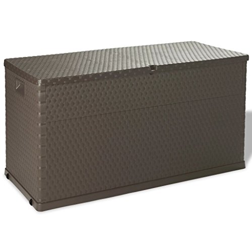 Unfade Memory Outdoor Storage Trunk Garden Storage Box Waterproof Large Deck Boxes for Patio Cushions and Gardening Tools 47.2"x22"x24.8" (Brown)