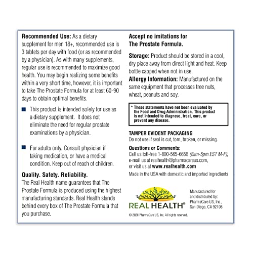 Real Health The Prostate Formula - Prostate Supplements for Men, Prostate Health, Prostate Relief, Saw Palmetto for Men, Prostate Vitamins - 270 Count
