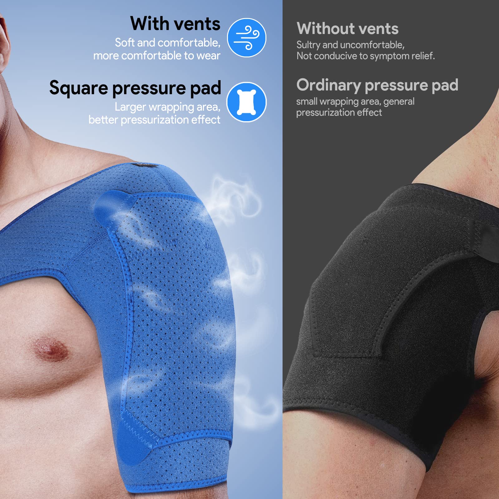 Shoulder Support, Adjustable Shoulder Brace for Men and Women, Shoulder Strap Support,Frozen Shoulder Relief and Rotator Cuff Support Fits Left and Right, L: 38-51"